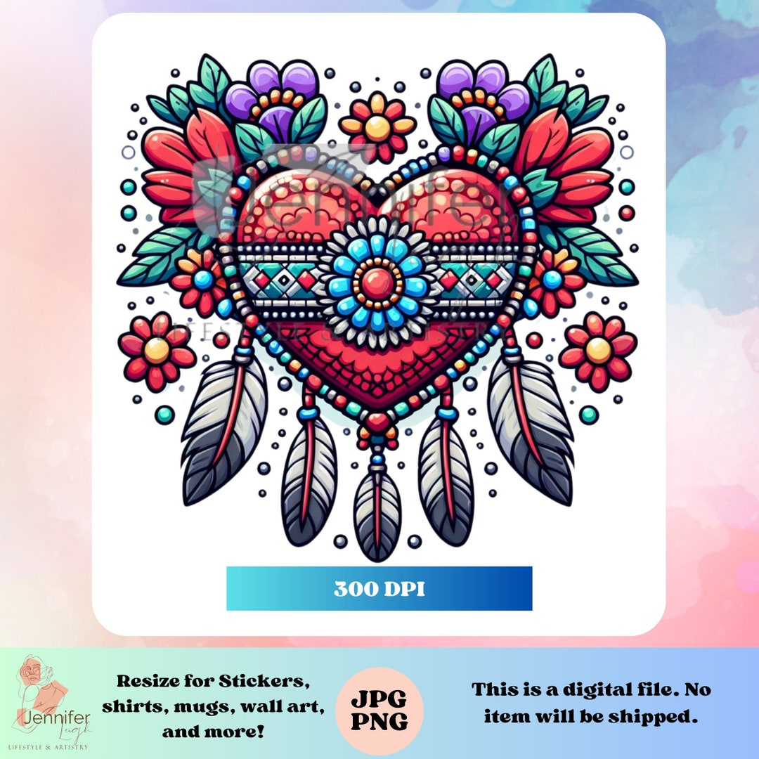 Indigenous Heart Jpg Png Native Digital Download Sublimation Design ...