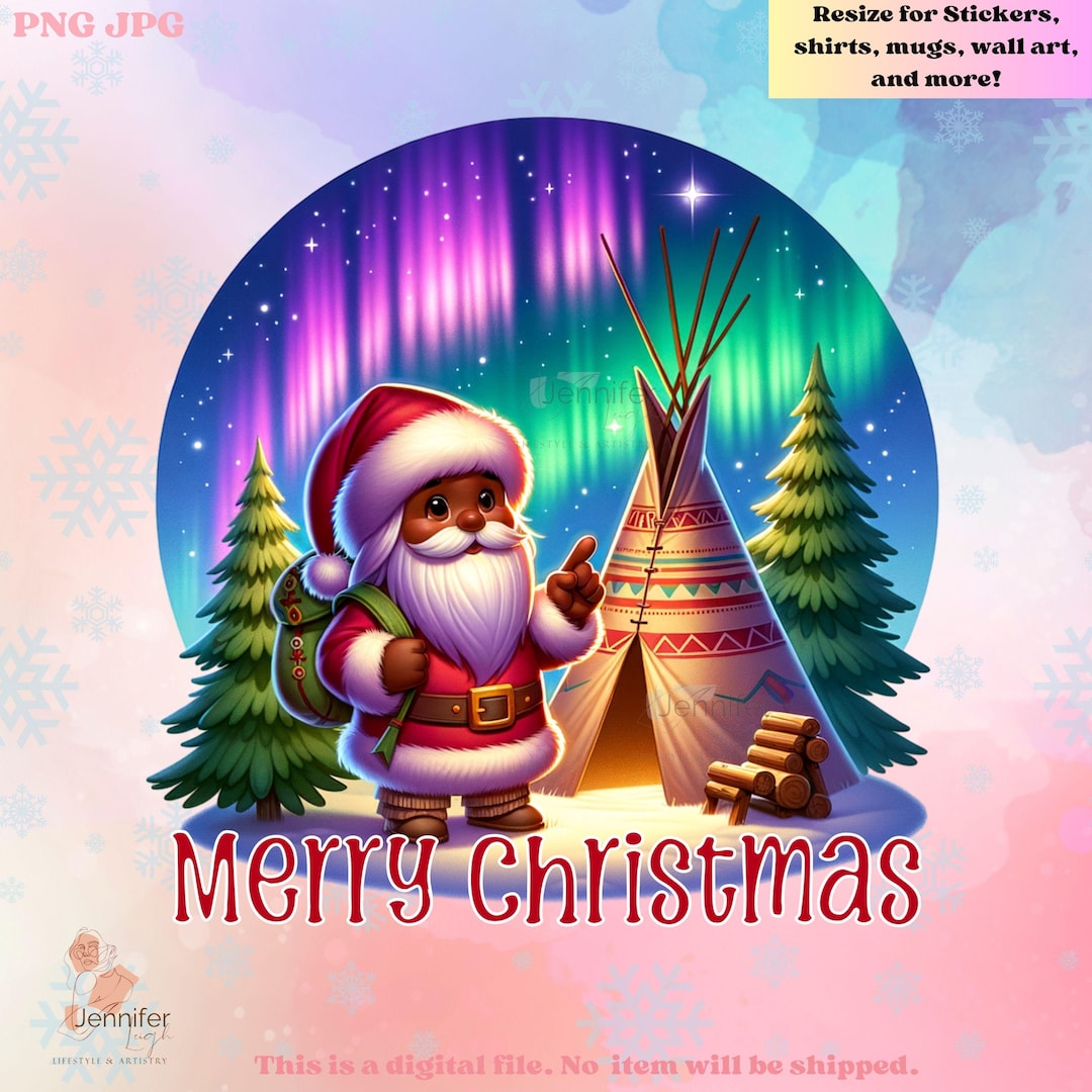 Merry Christmas Santa Indigenous PNG JPG Native American Designs for ...