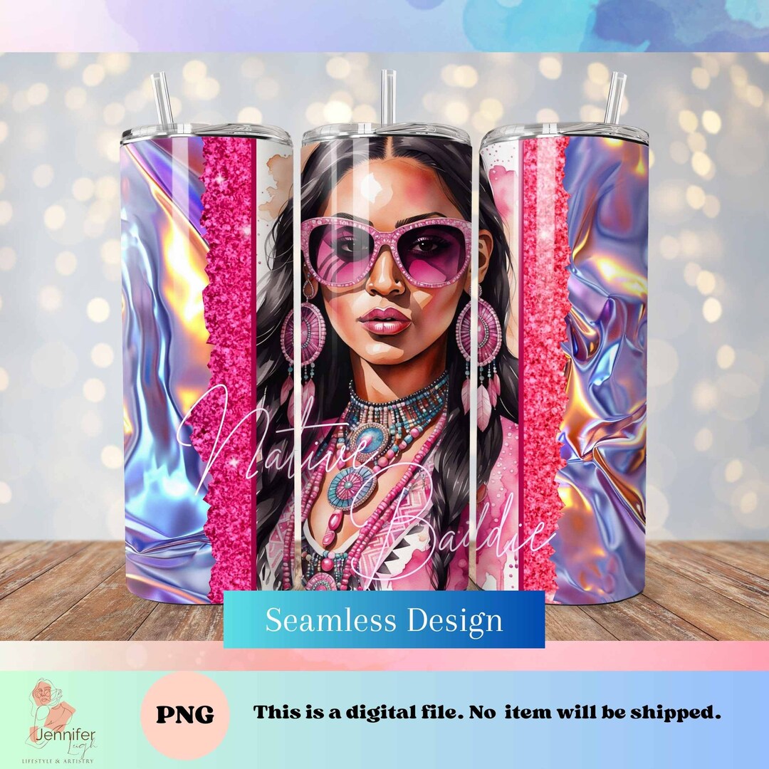Native Baddie Seamless Tumbler Wrap PNG Indigenous Instant Download for ...