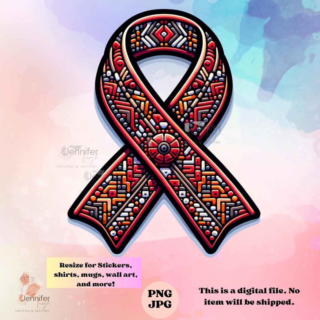 Red Ribbon Awareness Clipart Design Png Native Digital Download for ...