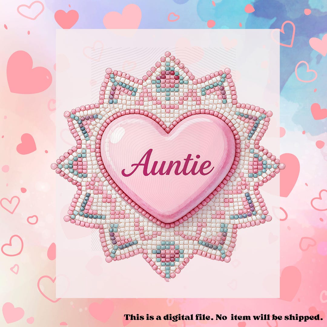 Auntie Indigenous Bead Style Heart PNG Native Instant Downloads for ...