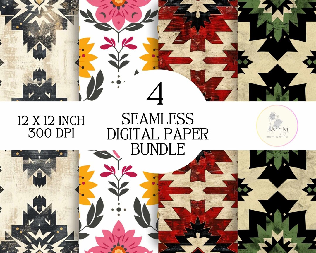 Indigenous 4 Seamless Digital Paper Design Bundle, JPG, Native Designs ...