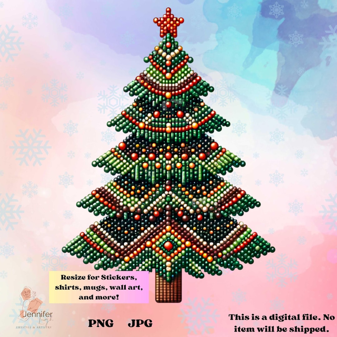 Christmas Tree Indigenous Art Round PNG JPG Native American Designs for ...