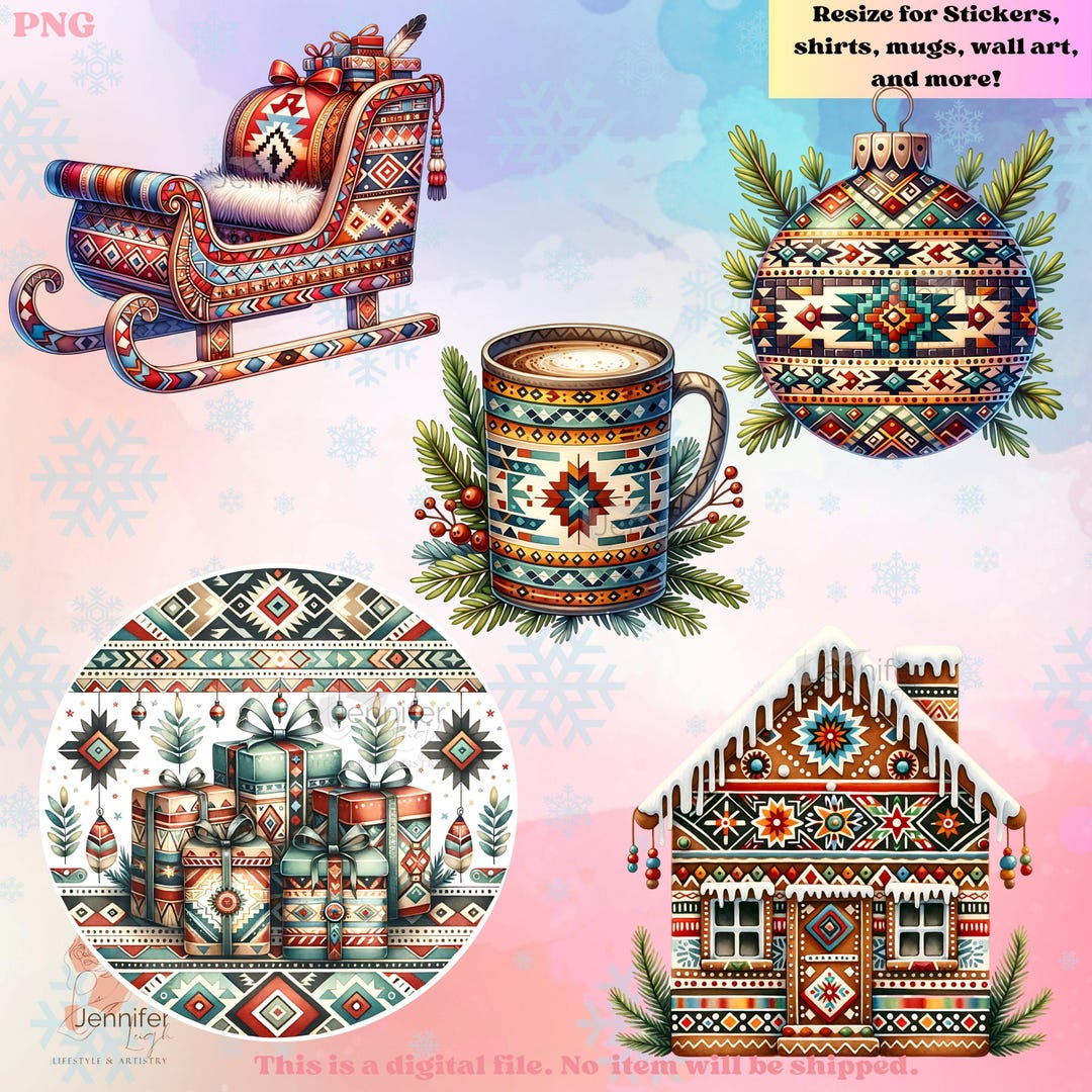 Christmas Clipart Bundle PNG Native American Designs for Digital ...