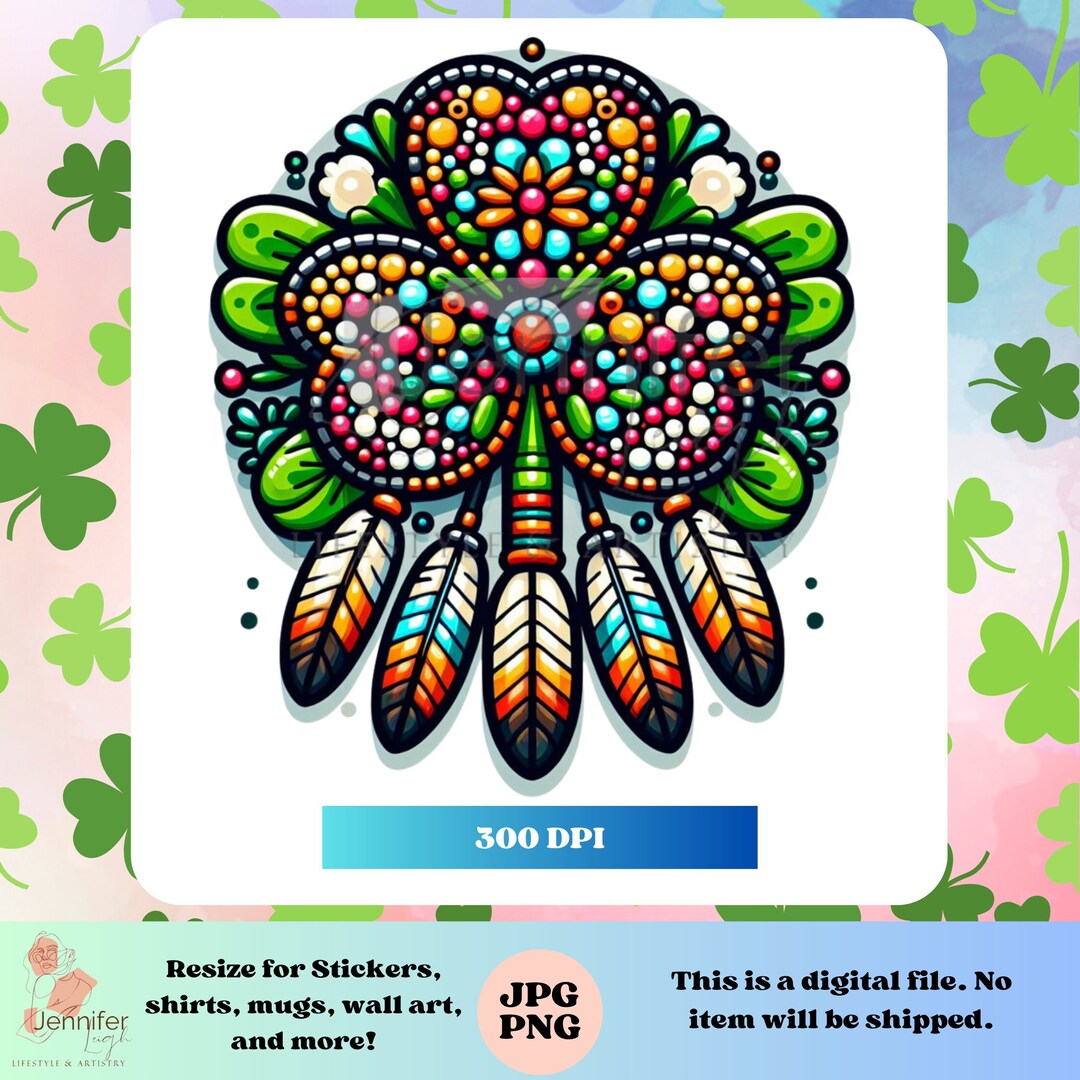 Indigenous Shamrock Jpg Png Native Digital Download Sublimation Design ...