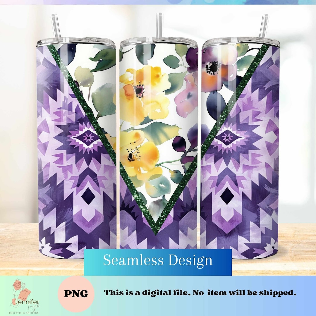 Seamless Floral Purple Navajo or Aztec Pattern Png Jpg Tumbler Wrap ...