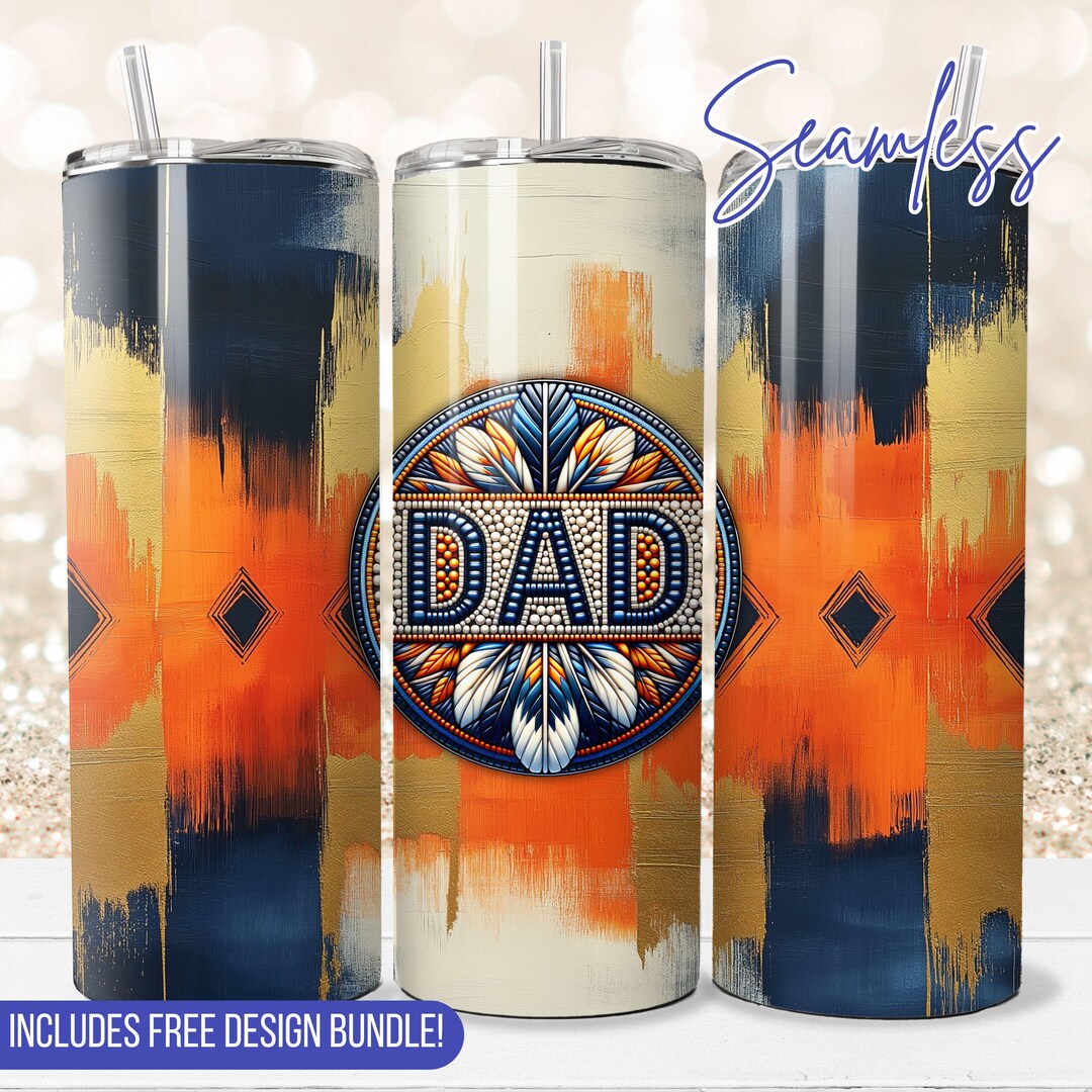 Seamless Indigenous Dad Tumbler Wrap PNG Native Digital Download for 20 ...
