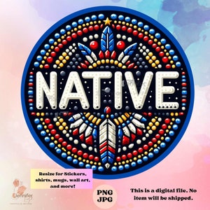 Native Round Bead Style Art PNG JPG Instant Downloads for Sublimation ...