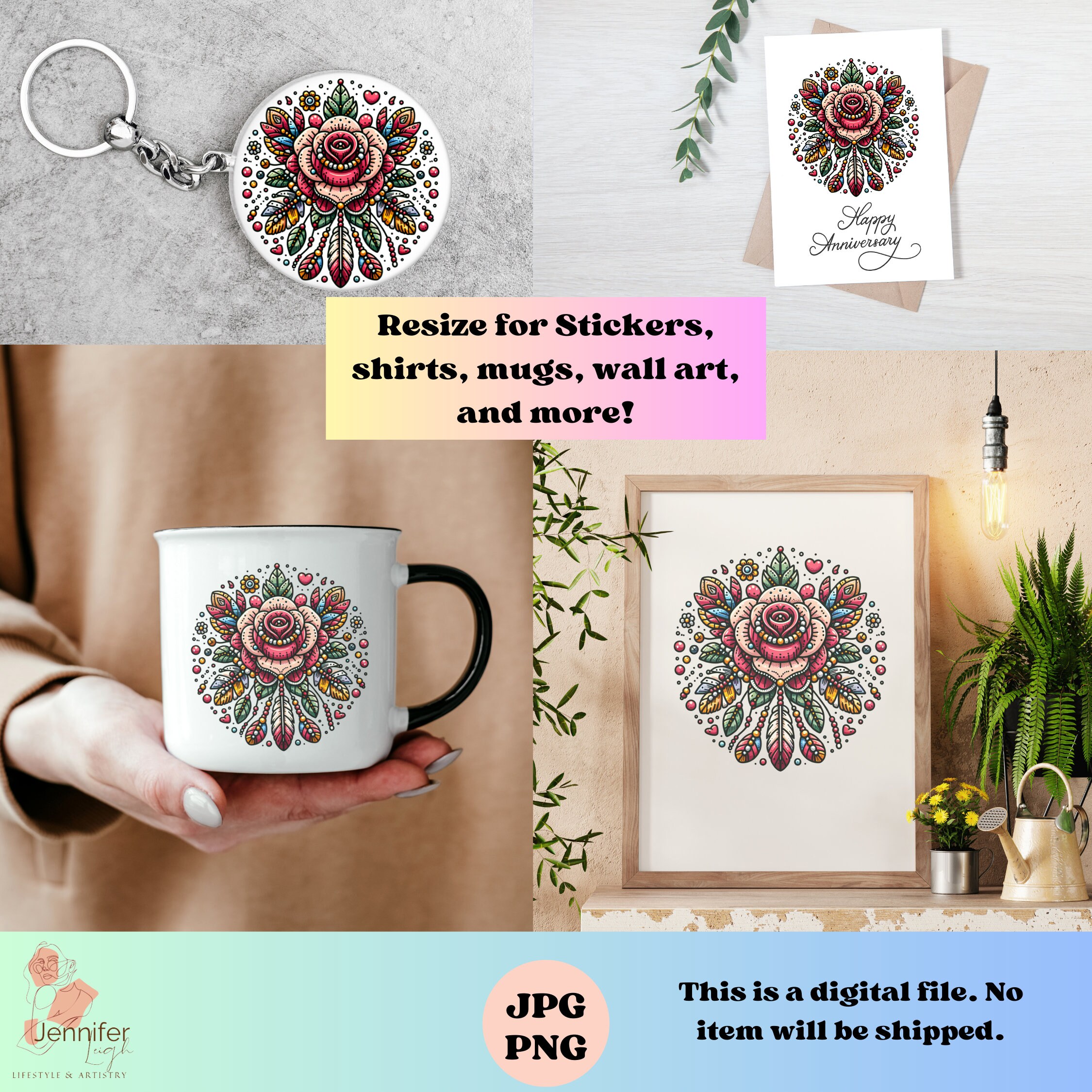Indigenous Rose Jpg Png Native Digital Download Sublimation Design ...