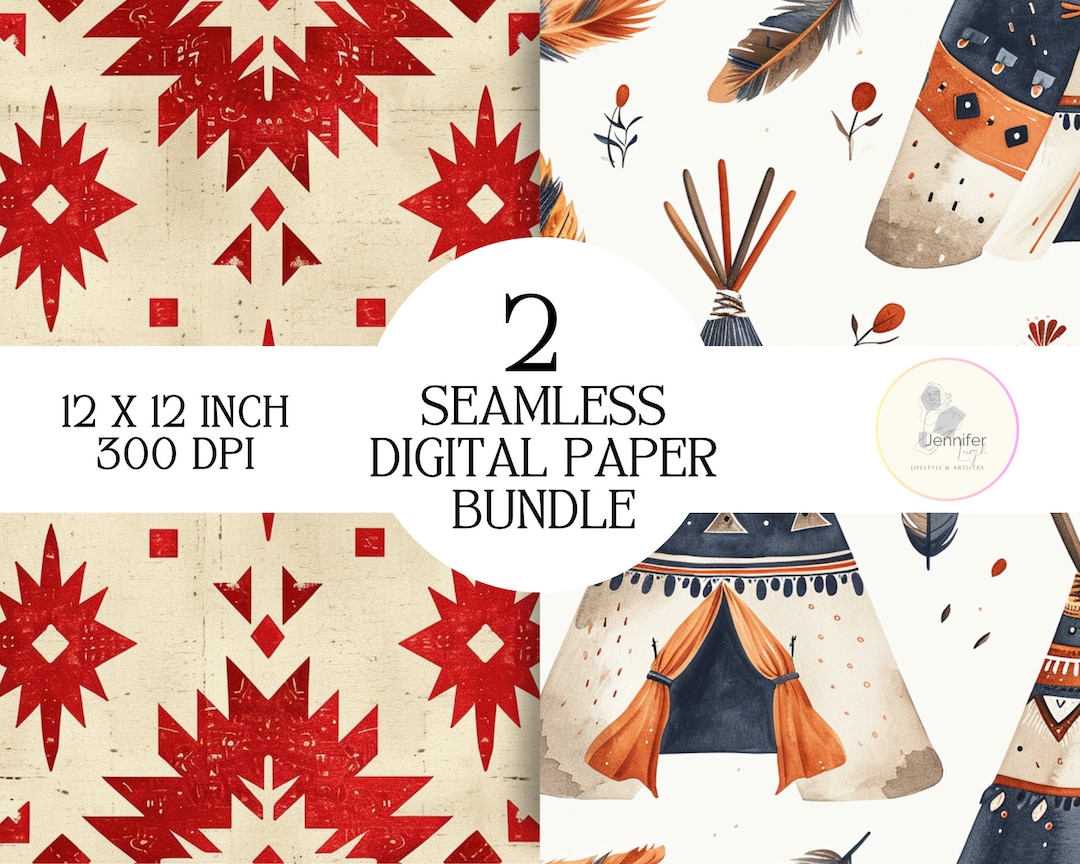 Indigenous Seamless Digital Paper Design Bundle, JPG, Native Designs ...