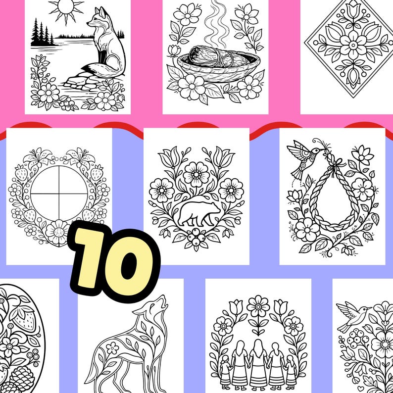 Native Floral Coloring Pages – Instant Download - Etsy