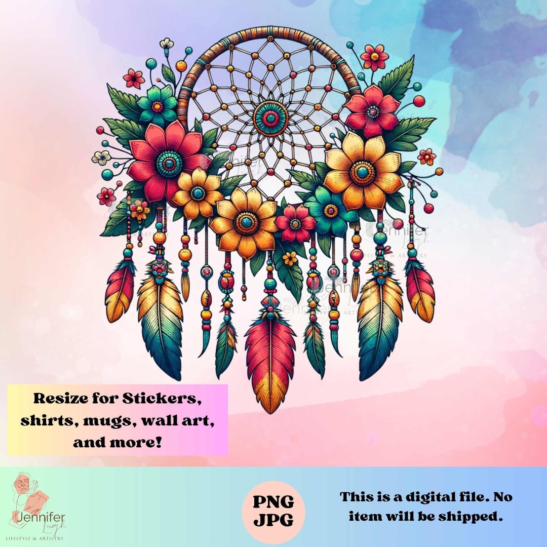 Indigenous Floral Dreamcatcher Clipart Design Png Native Instant ...