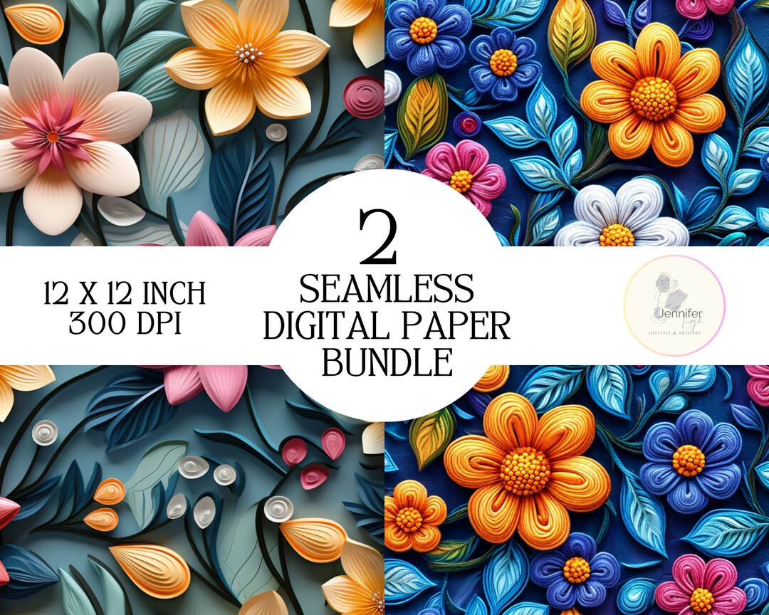 Florals Seamless Digital Paper Design Bundle, JPG, Native Designs ...