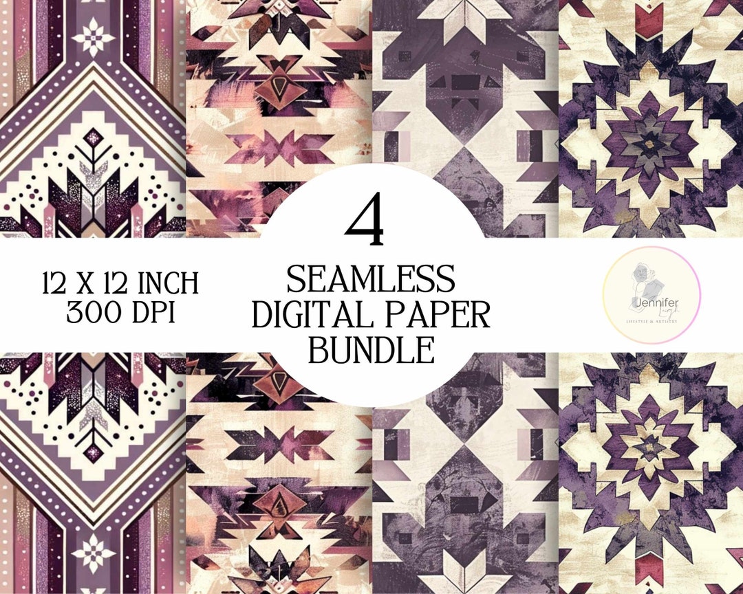 Indigenous 4 Seamless Digital Paper Design Bundle, JPG, Native Designs ...
