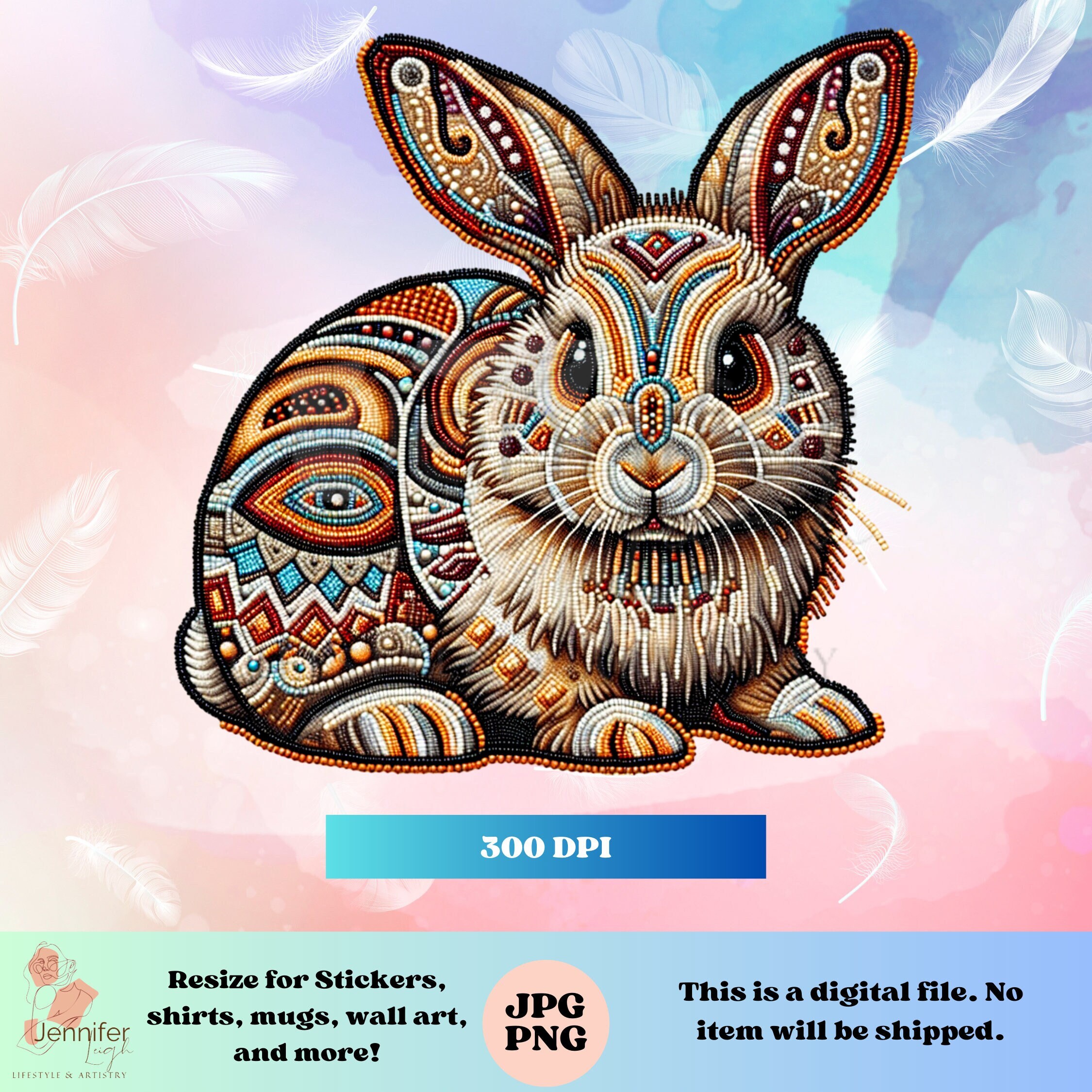 Indigenous Bead Bunny Jpg Png Native Digital Download, Printable Art ...