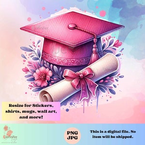 Pink Graduation Cap JPG PNG Native Design Digital Download for Shirts ...