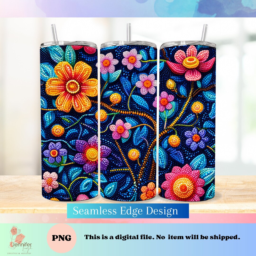 Floral Beading Seamless Edge Png Jpg Tumbler Wrap Digital Download for ...