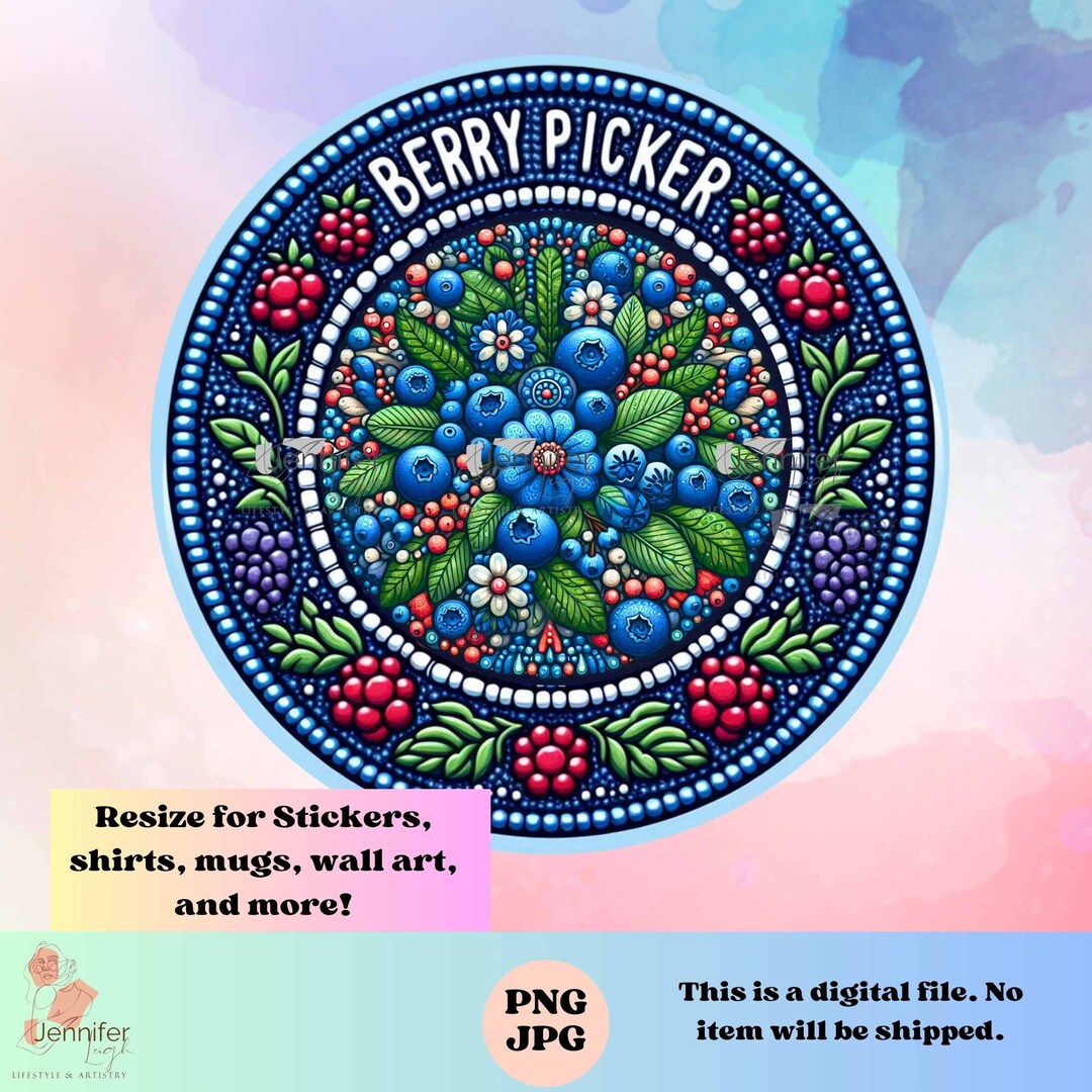 Berry Picker Indigenous Bead Round Art Style PNG Native Digital ...