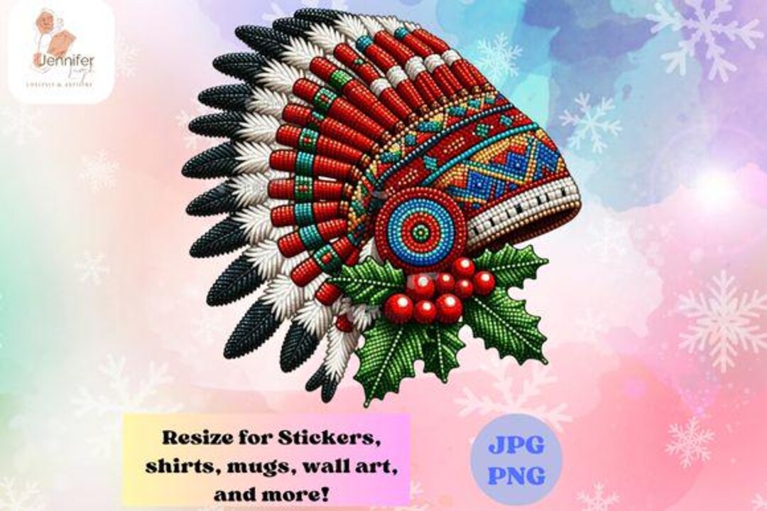 Christmas Scene Indigenous Art Round PNG JPG Native American Designs ...