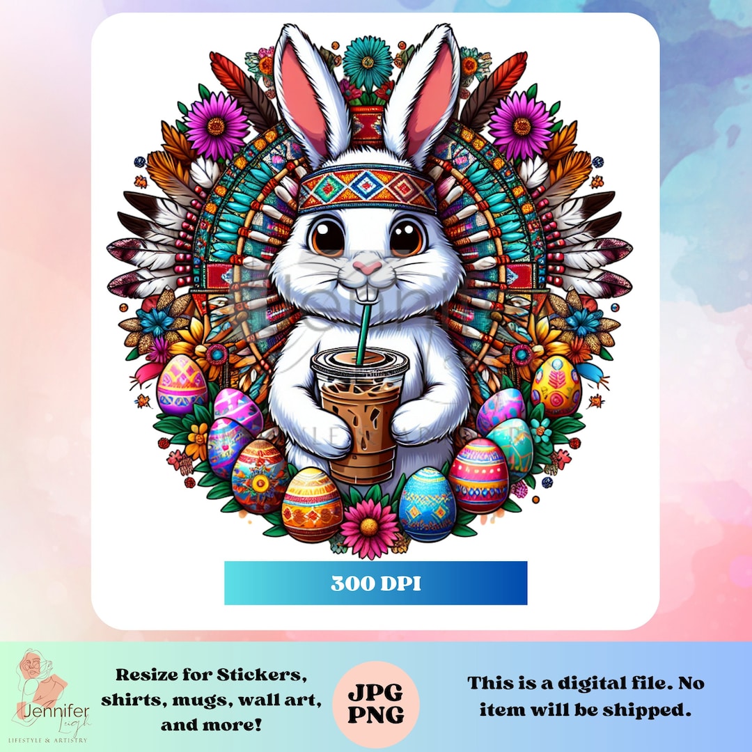 Indigenous Easter Bunny Jpg Png Native Digital Download, Printable Art ...