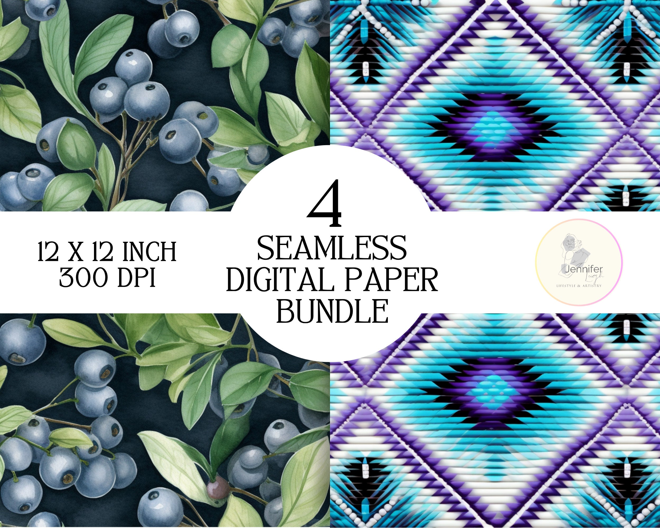 Indigenous 4 Seamless Digital Paper Design Bundle, PNG, Native Designs ...