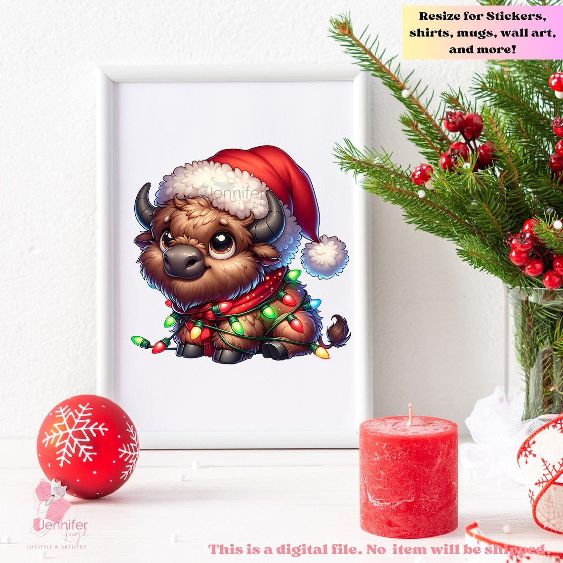 Christmas Bison Indigenous PNG JPG Native American Designs for Digital ...