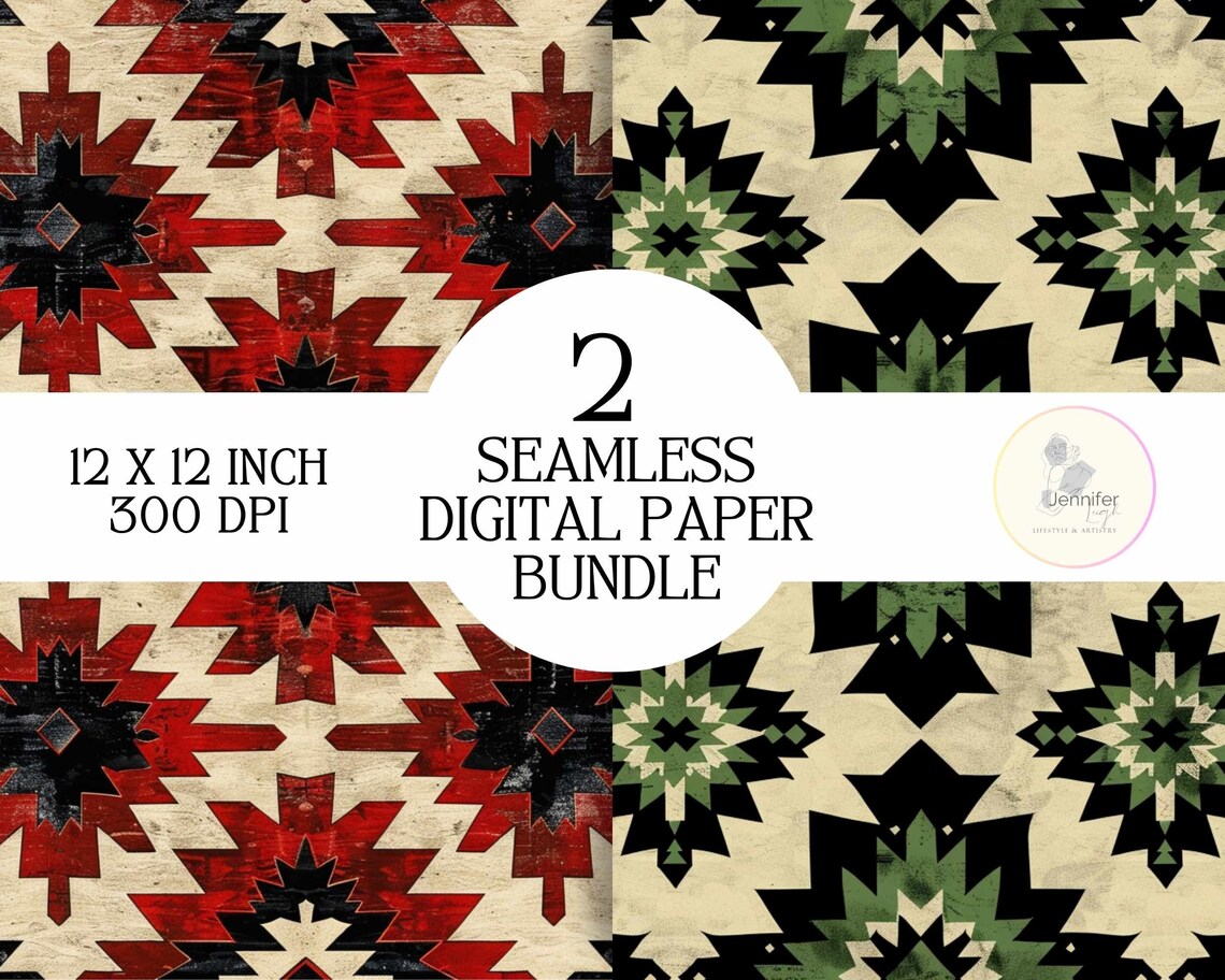 Indigenous 4 Seamless Digital Paper Design Bundle, JPG, Native Designs ...