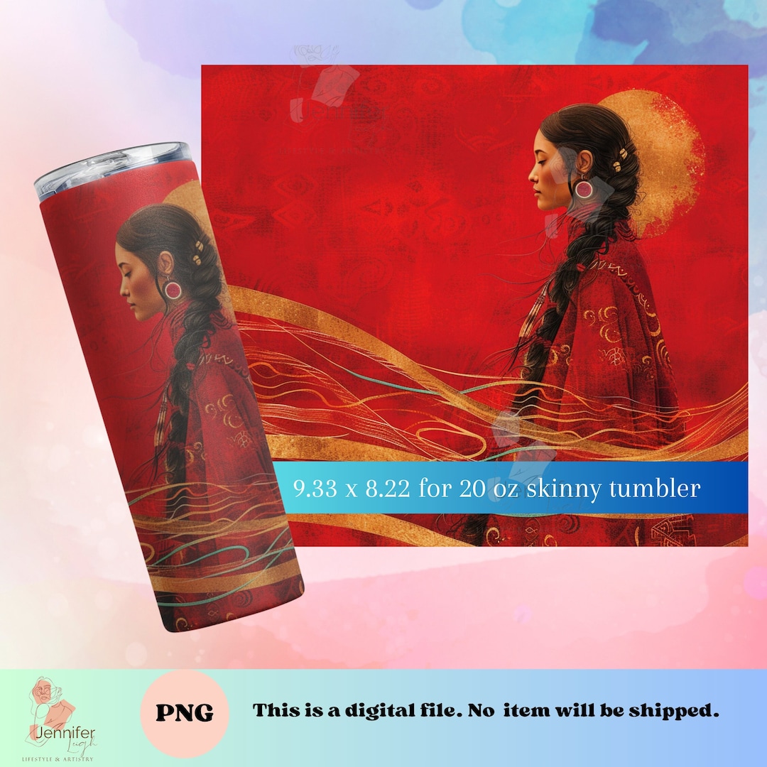 Indigenous Red Dress Tumbler Wrap JPG PNG Native Seamless Edge Digital ...