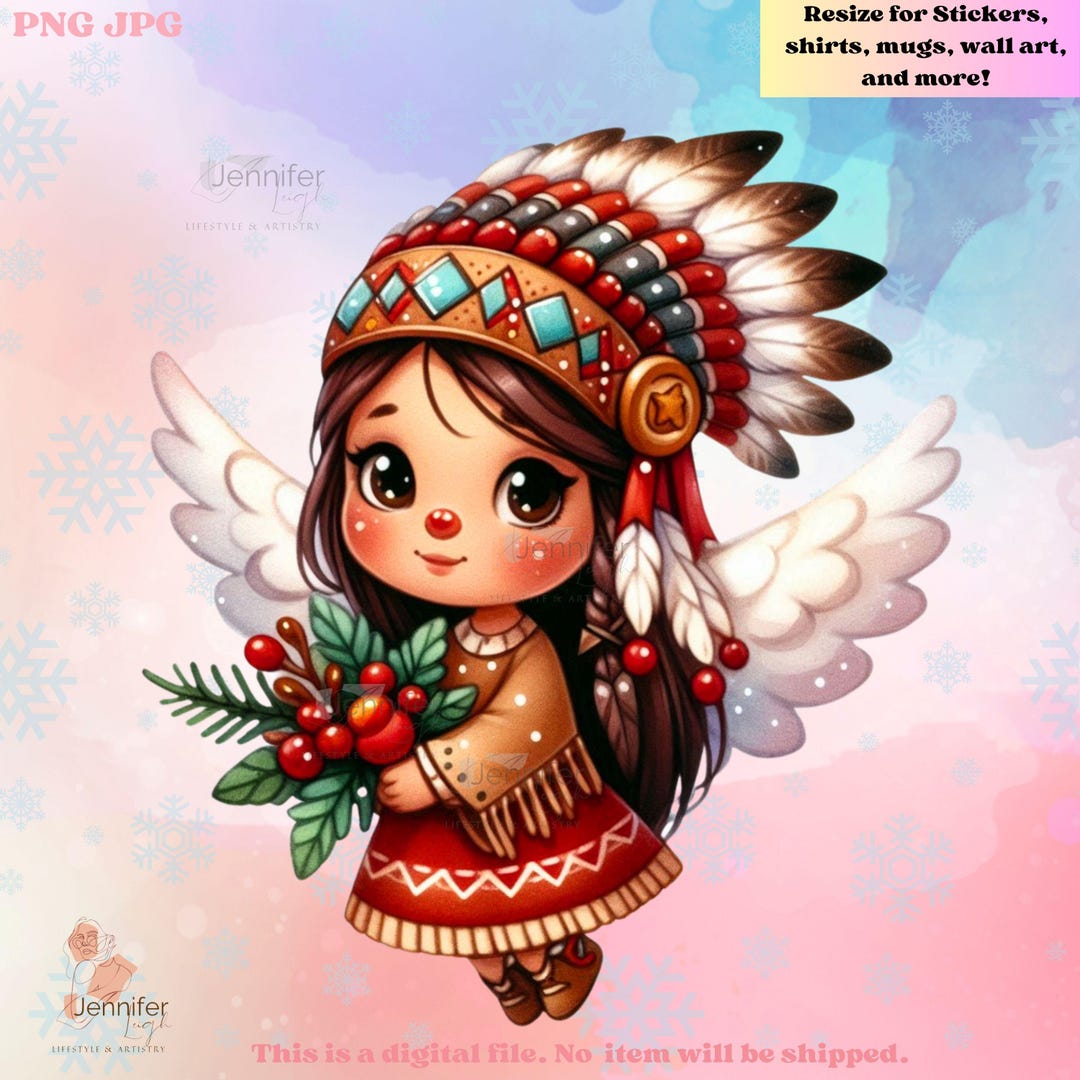 Christmas Angel Indigenous PNG JPG Native American Designs for Digital ...