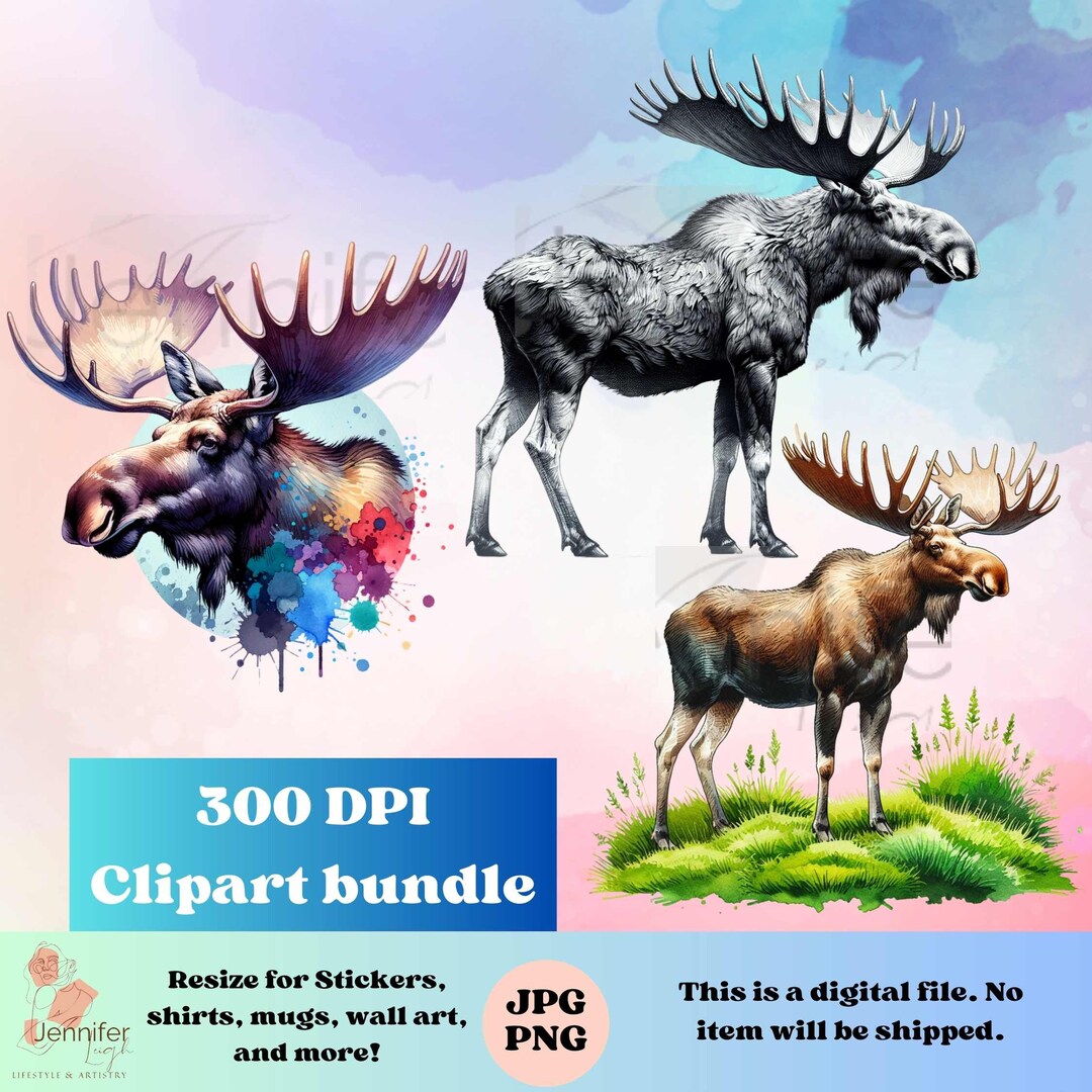 Moose Clipart Png Native Instant Download, Printable Art, Sublimation ...