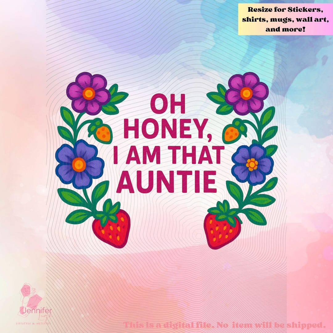 Indigenous Funny Auntie Florals PNG Native Digital Downloads for Shirts ...