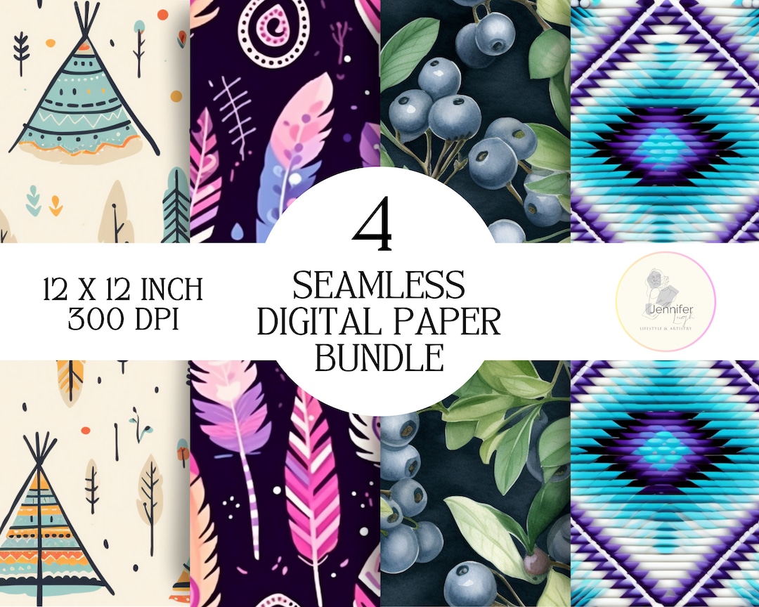 Indigenous 4 Seamless Digital Paper Design Bundle, PNG, Native Designs ...