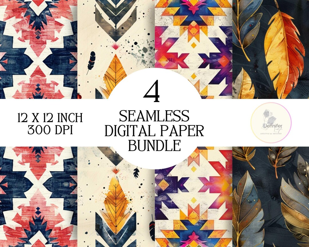 Indigenous 4 Seamless Digital Paper Design Bundle JPG Native Designs ...