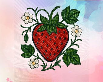 Strawberry Indigenous Bead Round Art Style PNG Native Digital Downloads ...