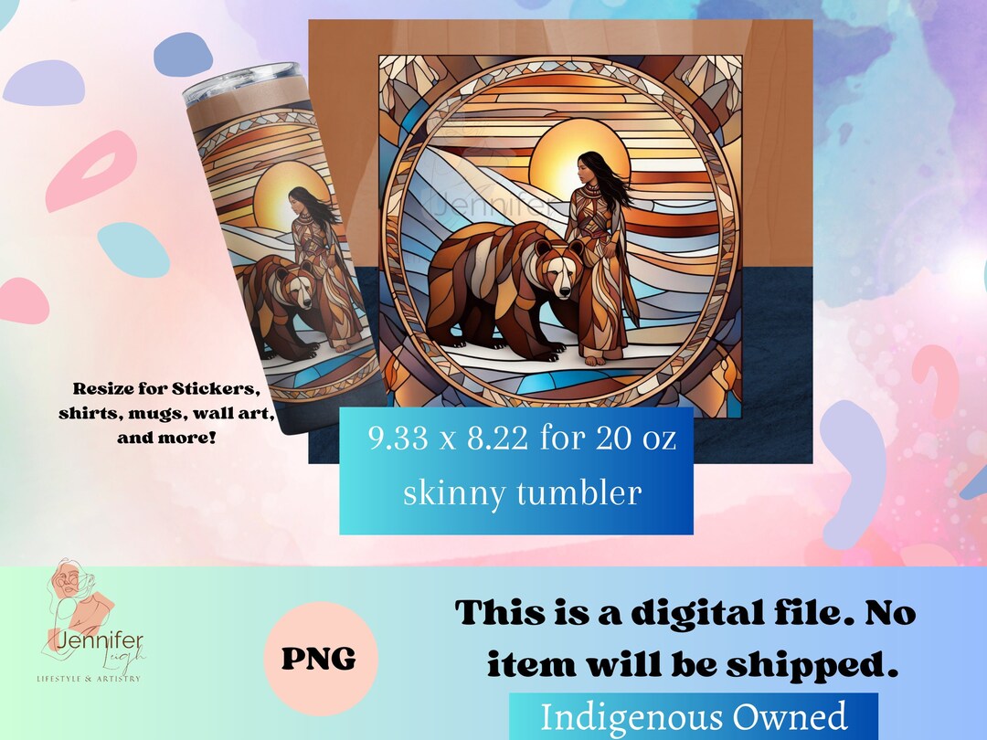 Indigenous Woman and Bear Png Native Designs Digital Download for 20 Oz ...