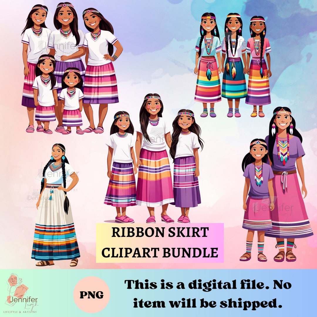 Indigenous Women Ribbon Skirt Clipart Design Bundle Png Native Digital ...