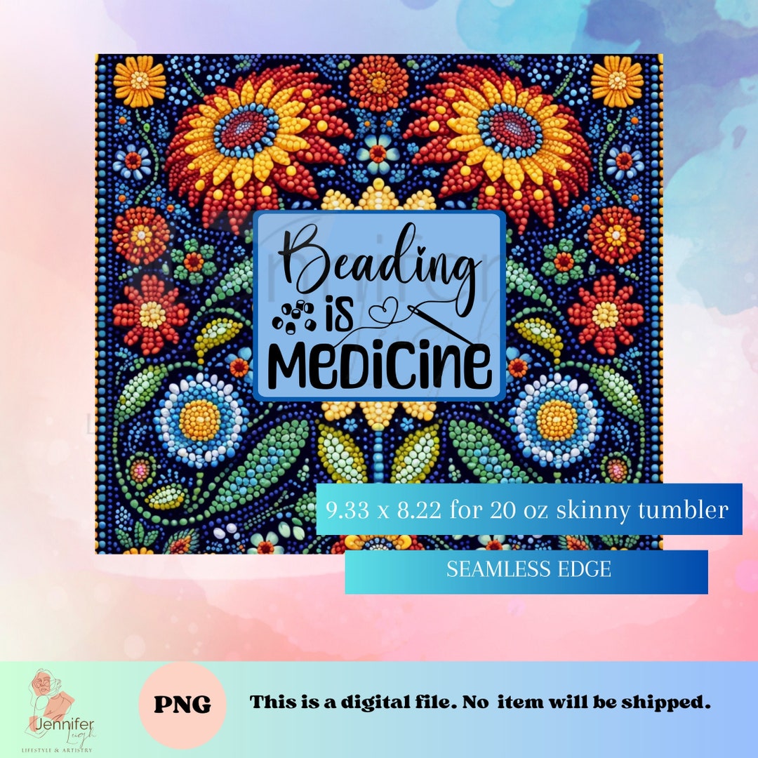 Beading is Medicine Indigenous Tumbler Wrap JPG PNG Native Seamless ...