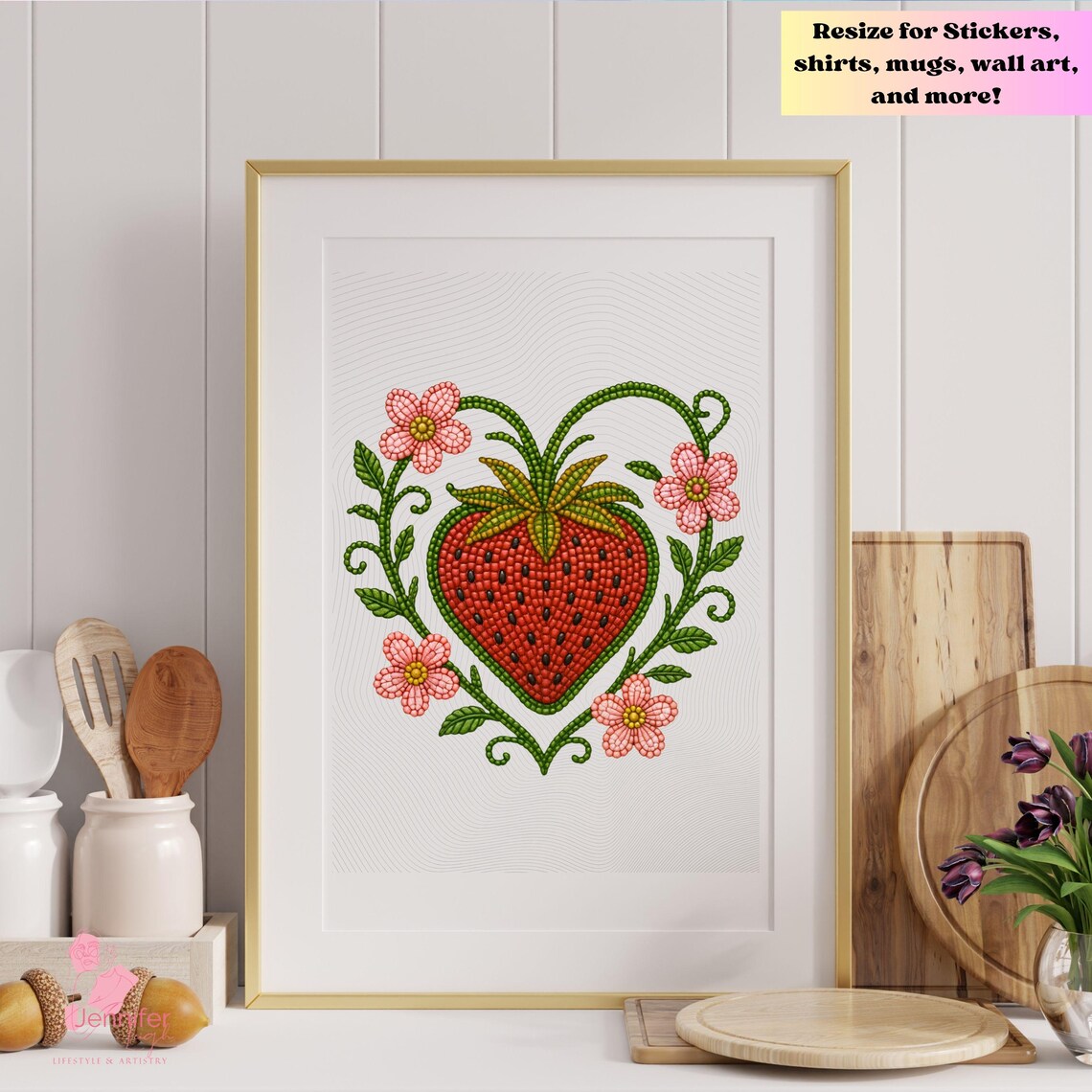 Strawberry Indigenous Bead Style PNG Native Digital Downloads for ...