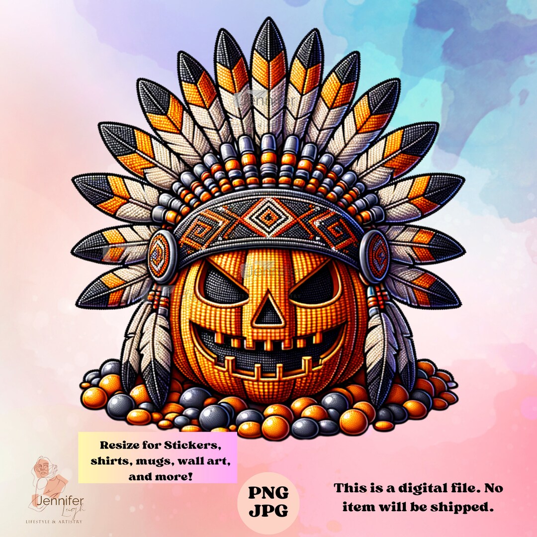 Indigenous Halloween Jackolantern Pumpkin Design JPG Png Native Digital ...