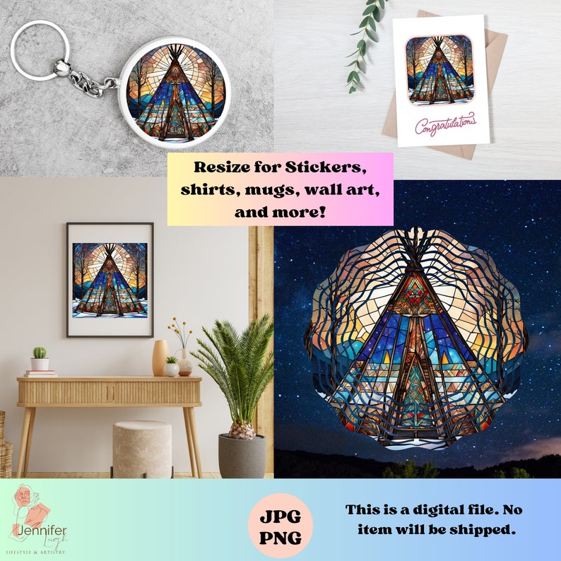 Indigenous Stained Glass Teepee Jpg Png Native Digital - Etsy UK