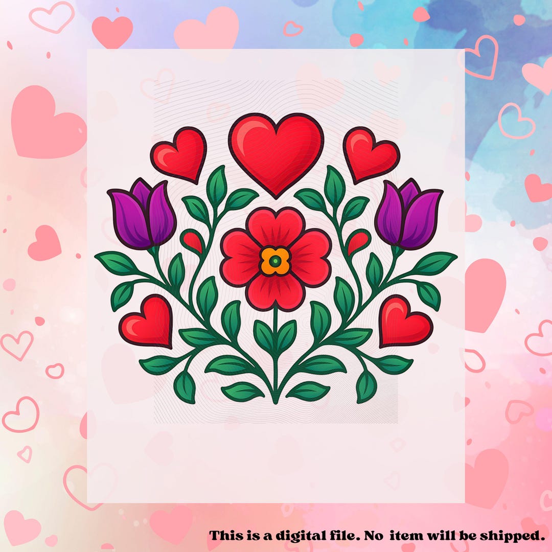 Native Floral Heart Jpg Png Native Valentines Instant Download ...