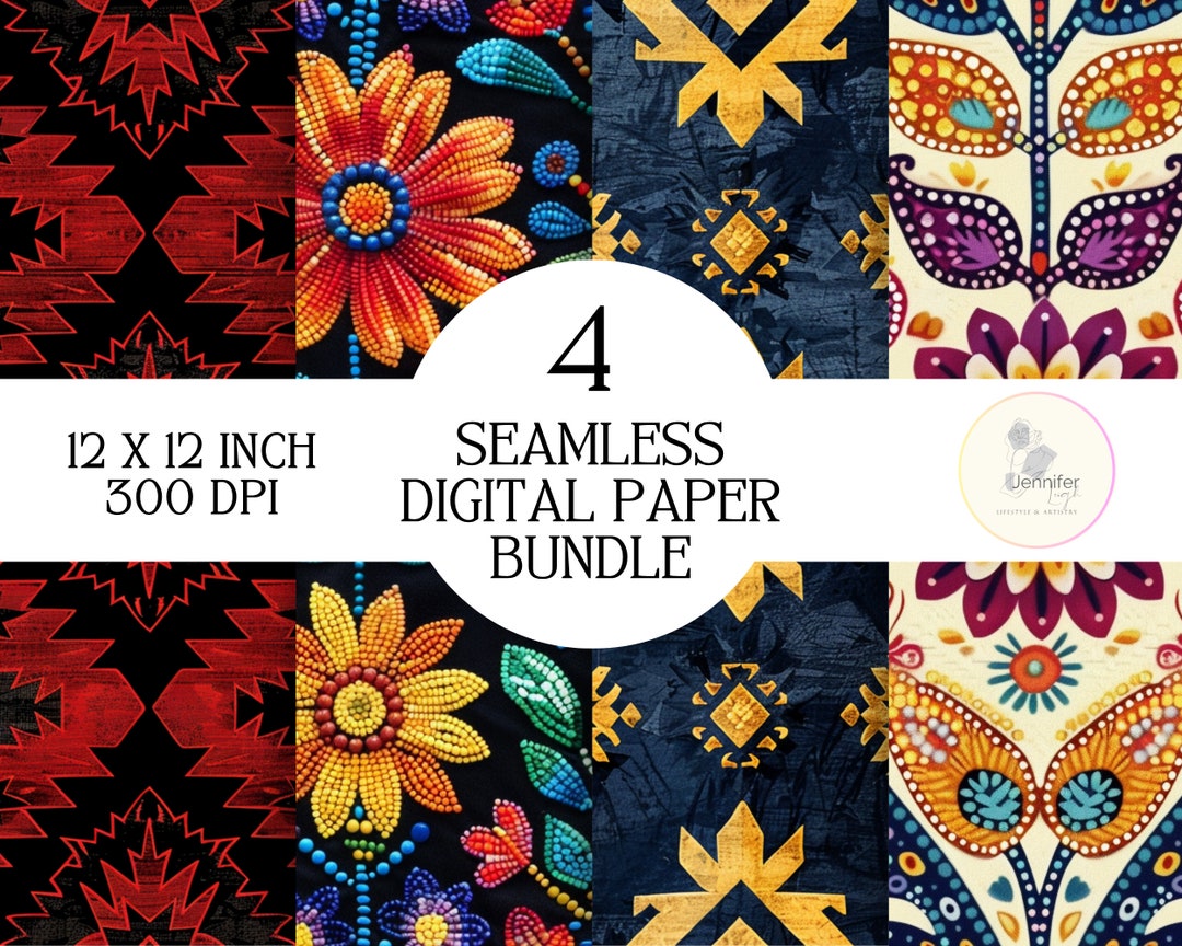 Indigenous 4 Seamless Digital Paper Design Bundle JPG Native Designs ...