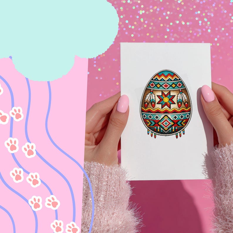 Native Bead Style Art Easter Egg Jpg Png Instant Download, Printable ...