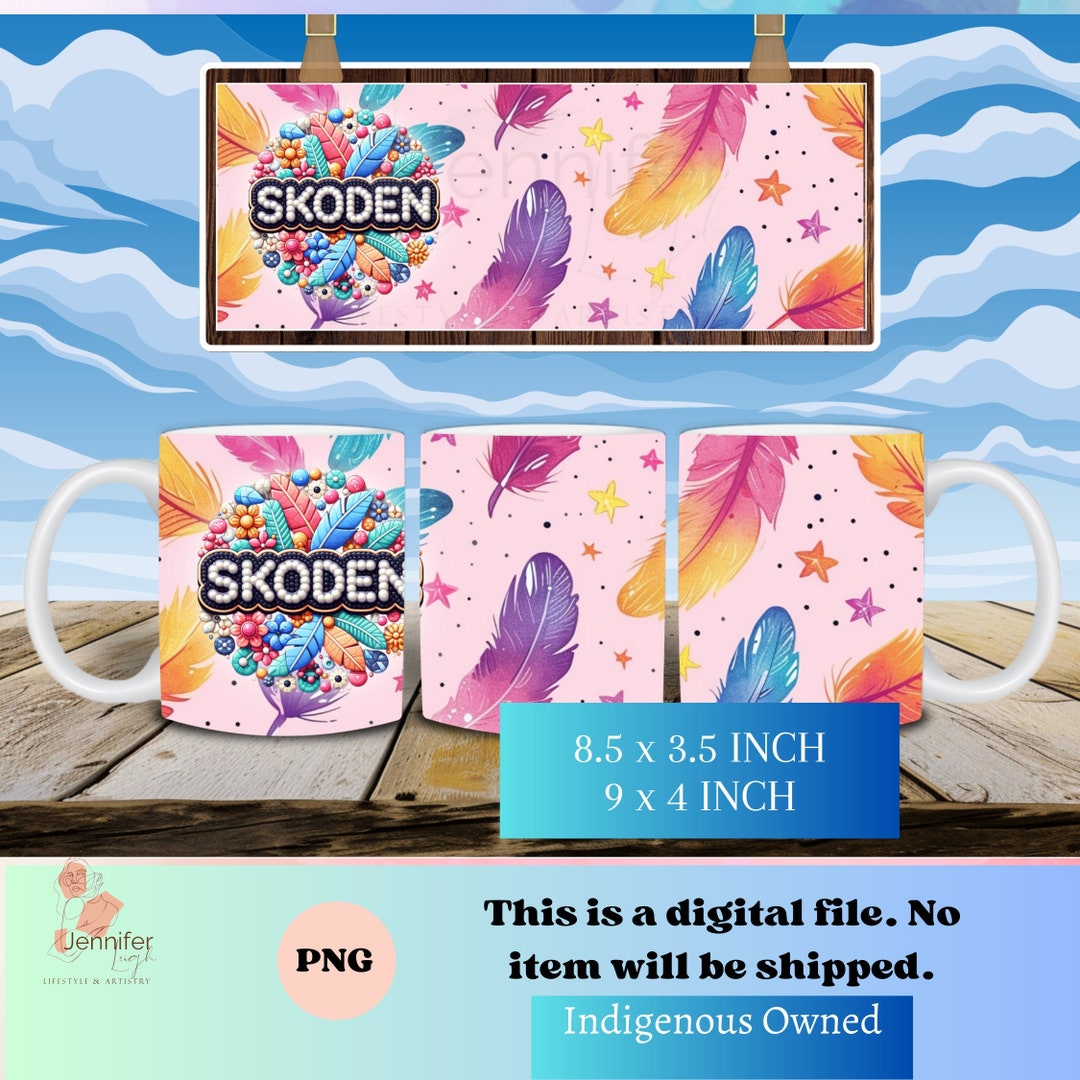 Skoden Pink Indigenous Coffee Mug Wrap PNG Native Digital Download 8.5 ...