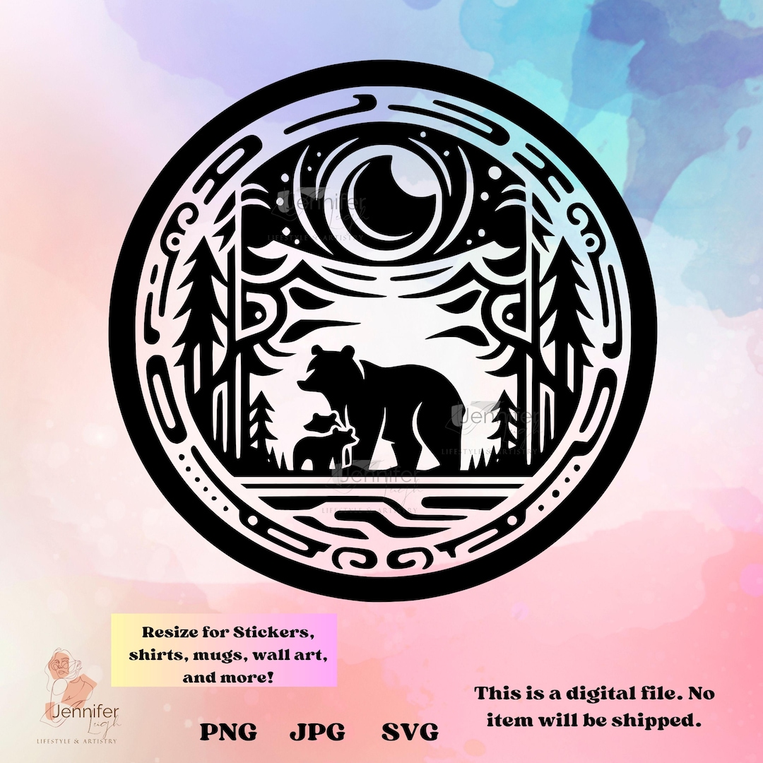 Indigenous Bear Round Design Svg Png Native Digital Download for Cricut ...