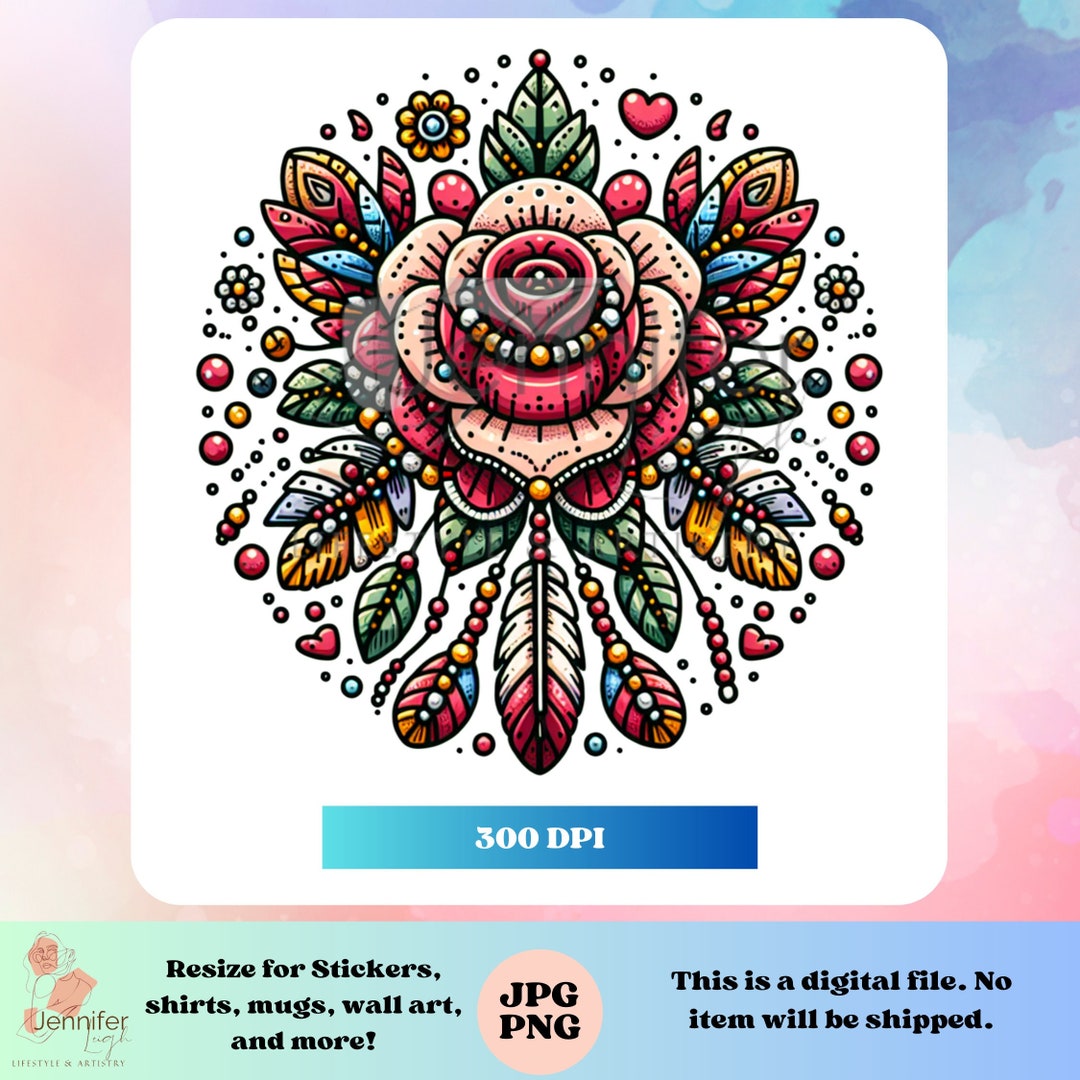 Indigenous Rose Jpg Png Native Digital Download Sublimation Design ...