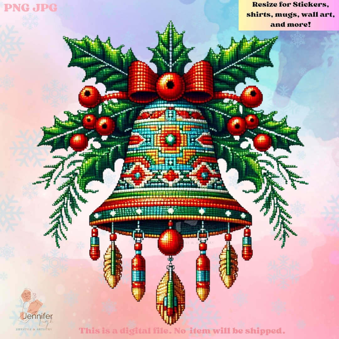 Holiday Bell PNG JPG Native American Designs for Digital Download For ...