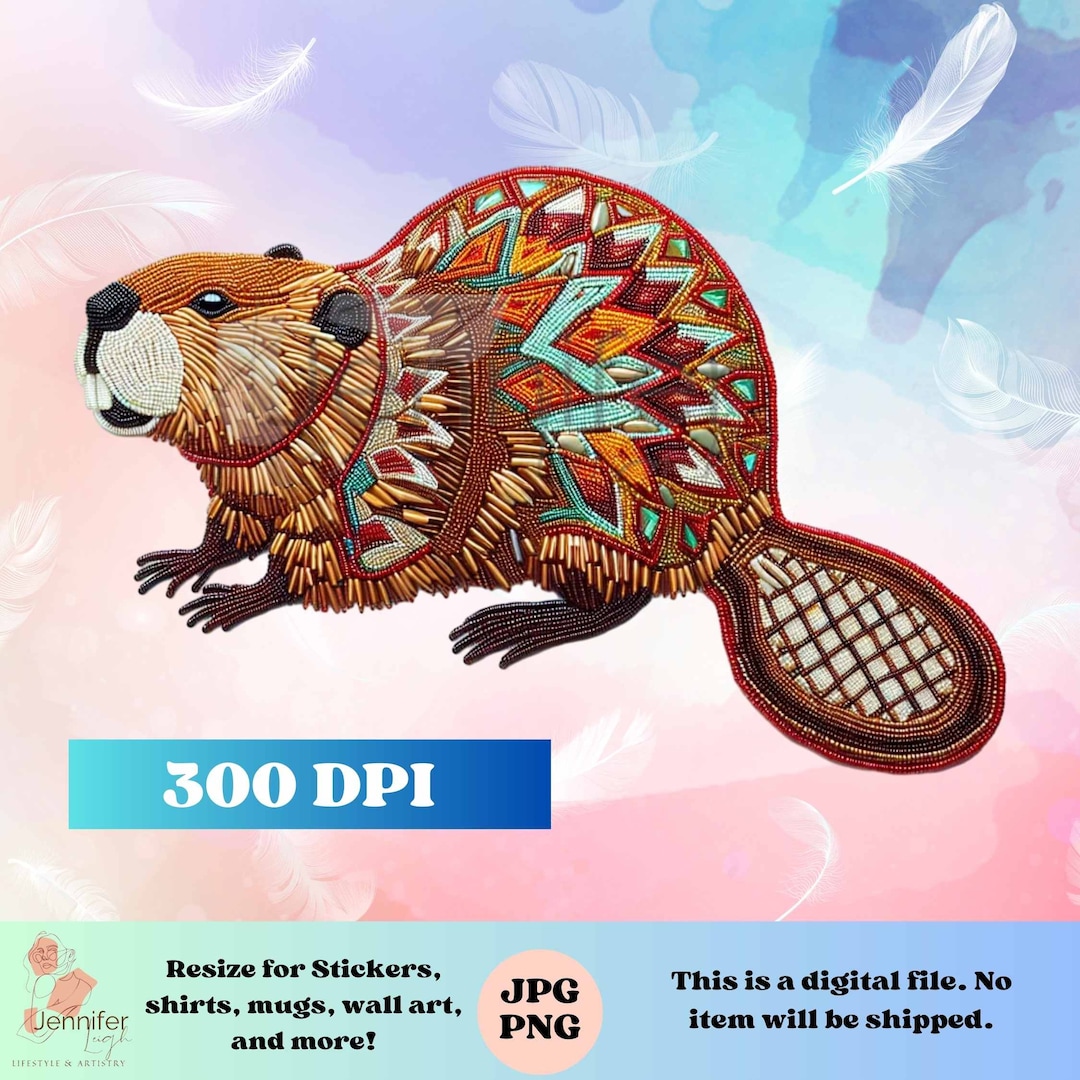 Indigenous Bead Beaver Jpg Png Native Instant Download, Printable Art ...