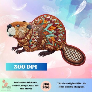 Indigenous Bead Beaver Jpg Png Native Instant Download, Printable Art ...