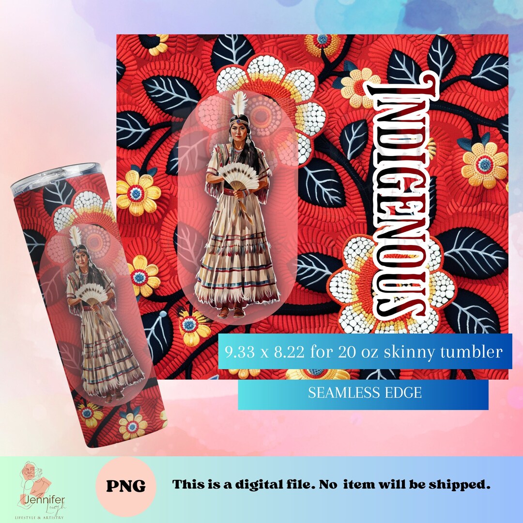 Indigenous Red Floral Tumbler Wrap JPG PNG Native Seamless Edge Digital ...